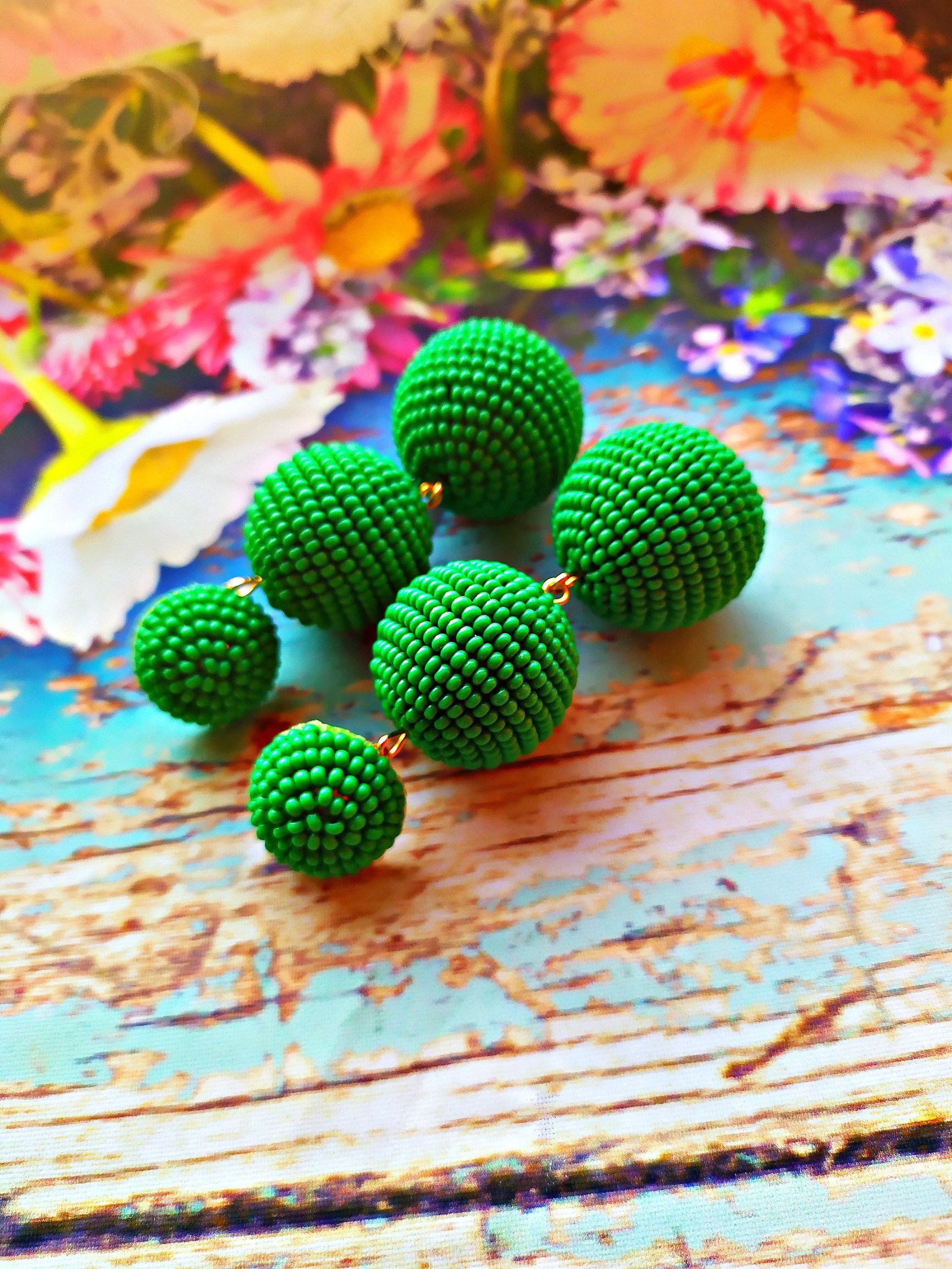 Bon Bon Earrings. Ball Drop Earrings. Bonbons Earrings Green - Etsy