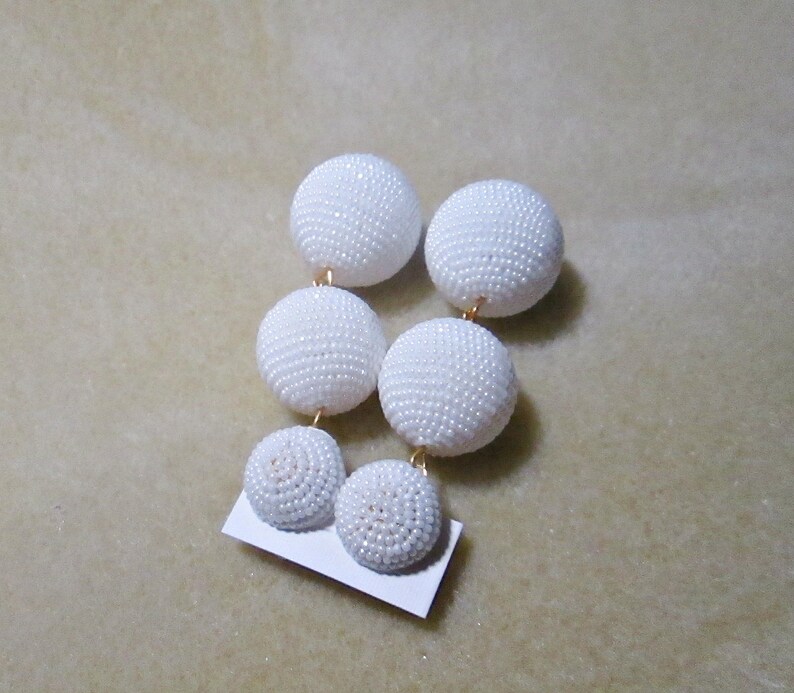 Bon Bon Earrings. Ball Drop Earrings. Bonbons Earrings. White - Etsy