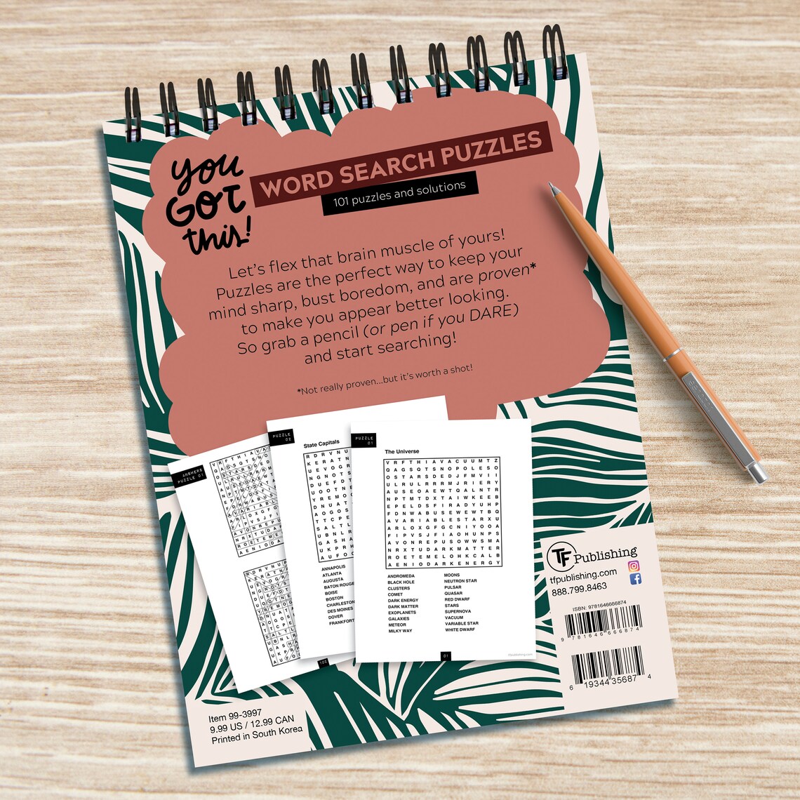 You Got This Word Search Puzzle Book - Spiral Puzzle Pad- Activity Book ...