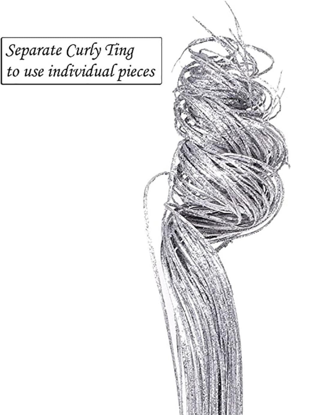ARTIFICIAL Curly Ting Sparkle Glitter Pack of 40-50 Stems 2ft Silver ...