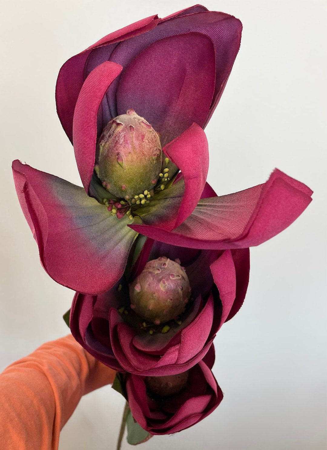 ARTIFICIAL Giant Magnolia Spray X3 41in Burgundy ARTIFICIAL - Etsy