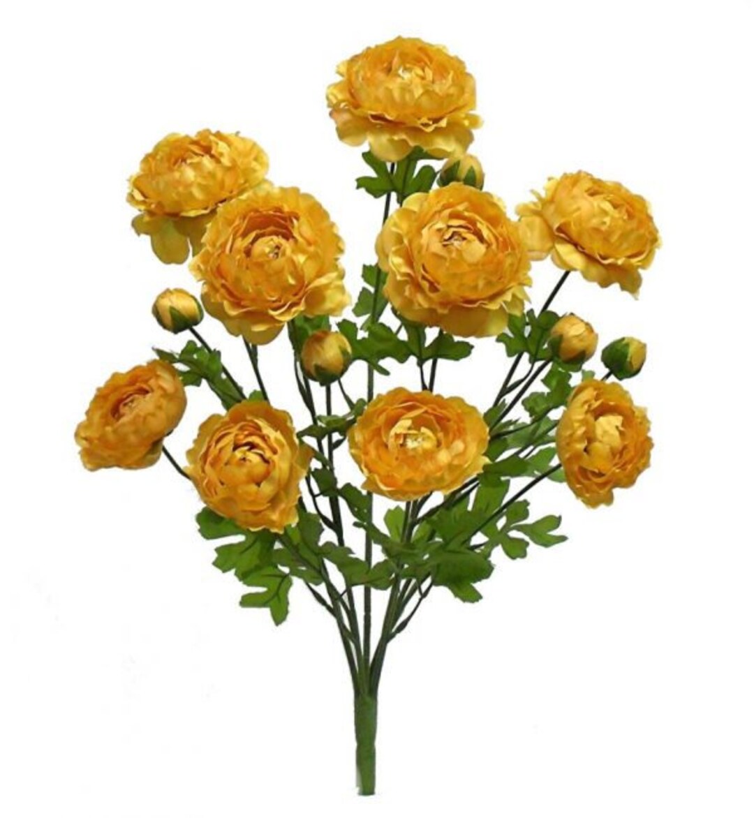 ARTIFICIAL Ranunculus Bush 5 Stems 22in Yellow ARTIFICIAL - Etsy