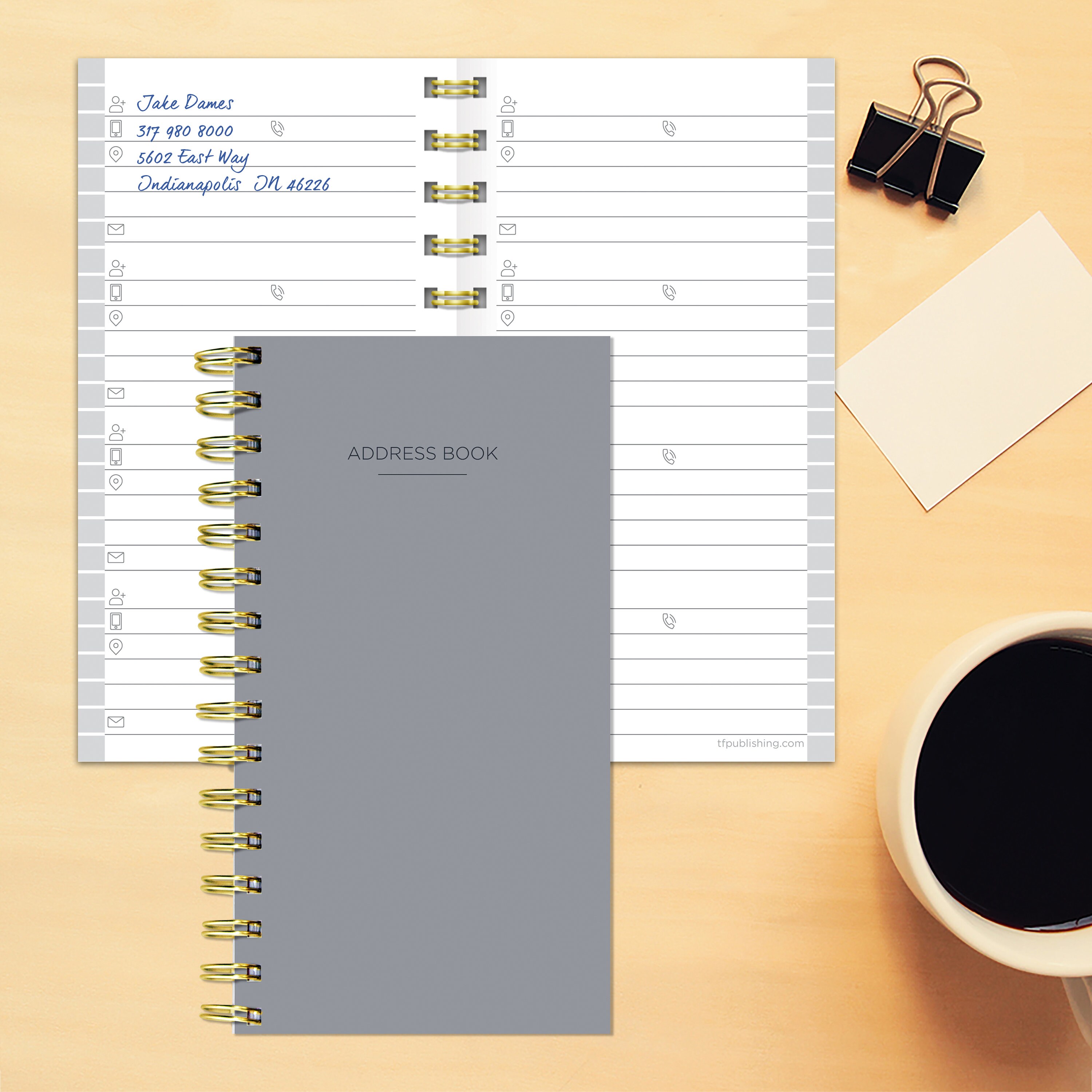 Gray 3.5" X 6.5" Spiral Address Book - Etsy