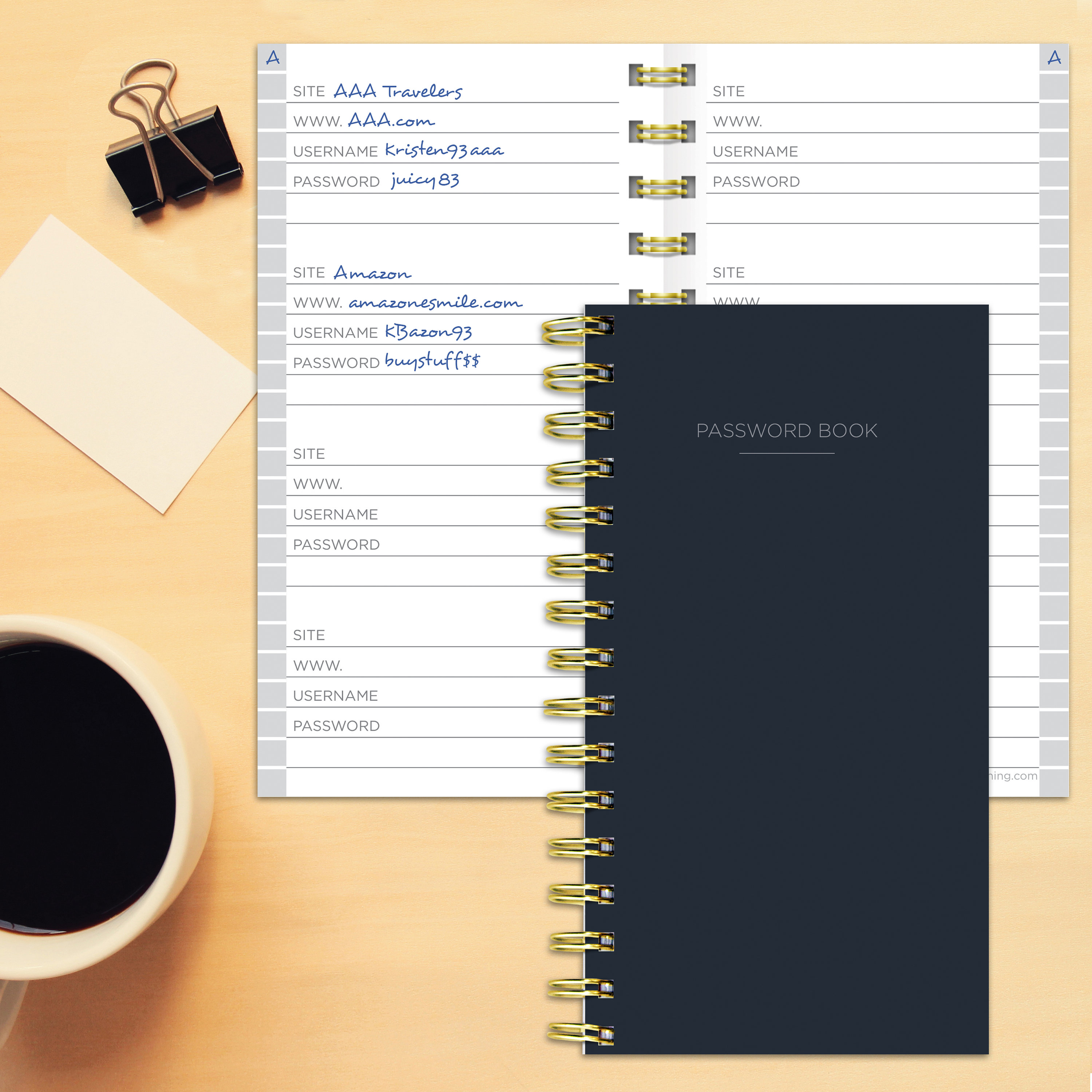 Black 3.5" X 6.5" Spiral Password Book - Etsy