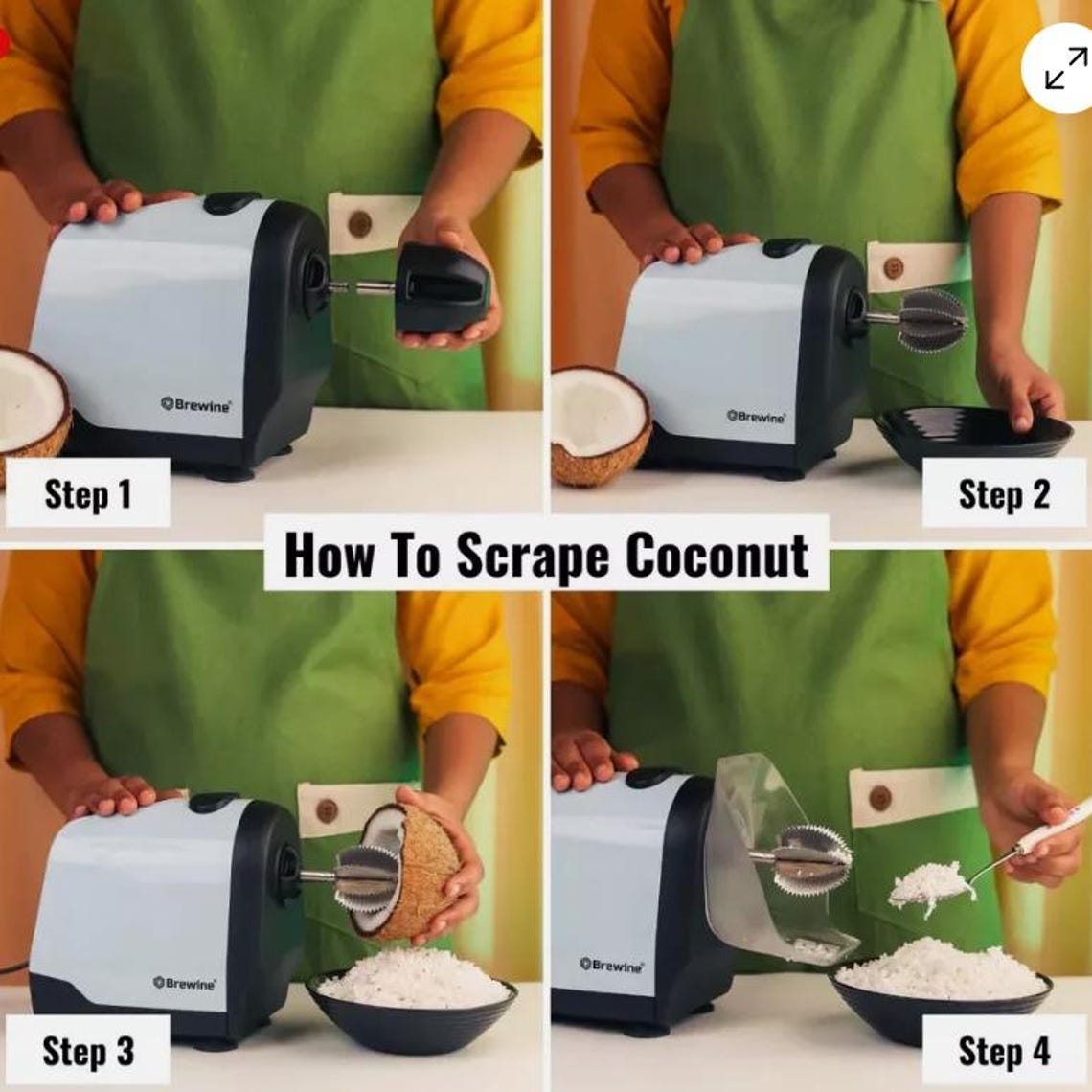 Electric Coconut Grater 110V Scraper Shredder Stainless Steel Blade 200 ...