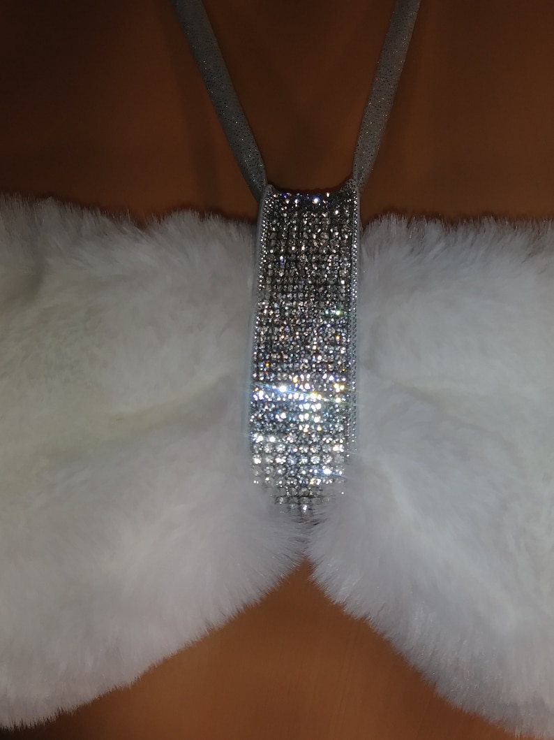 Snow Bunny White Faux Fur Set.sexy Blingravebikini - Etsy