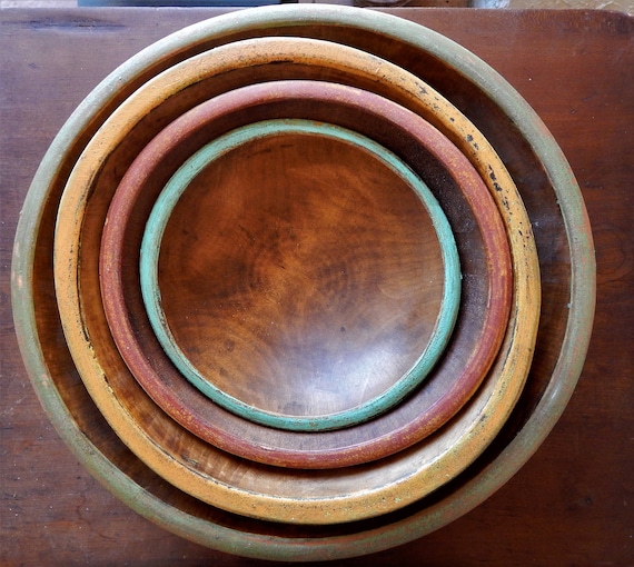 PAINTED WOODEN BOWLS/ 15 inch bowl / Farmhouse Decor/Wood | Etsy