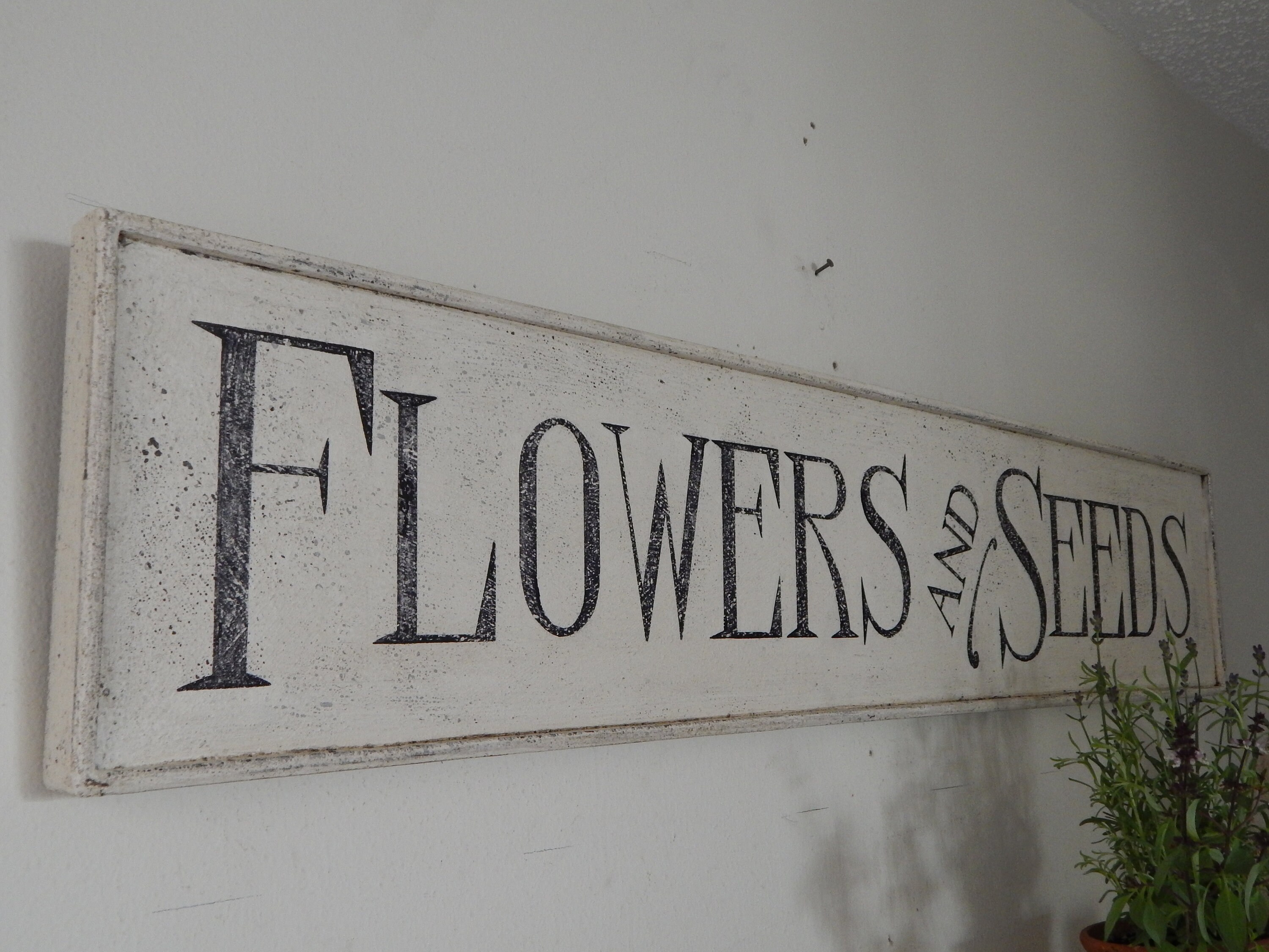 FLOWERS and SEEDS SIGN Vintage Style Signs, Hand Made Signs,distressed ...