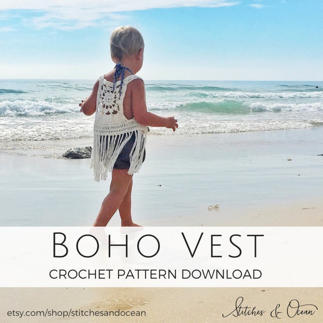 Boho Vest With Fringe Crochet Pattern/tutorial. Toddler, Child and ...