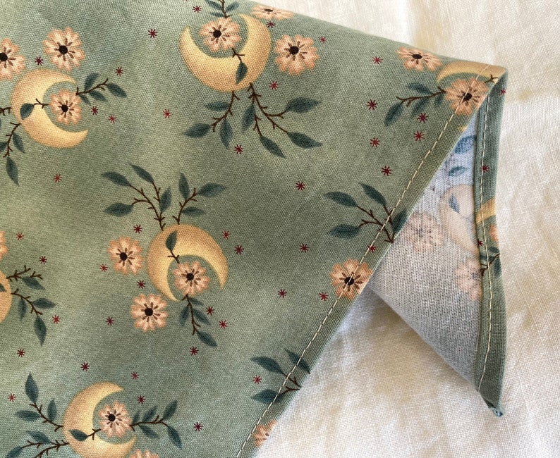 Sage Moon Triangle Hair Scarf in Green With Crescent Moons and - Etsy