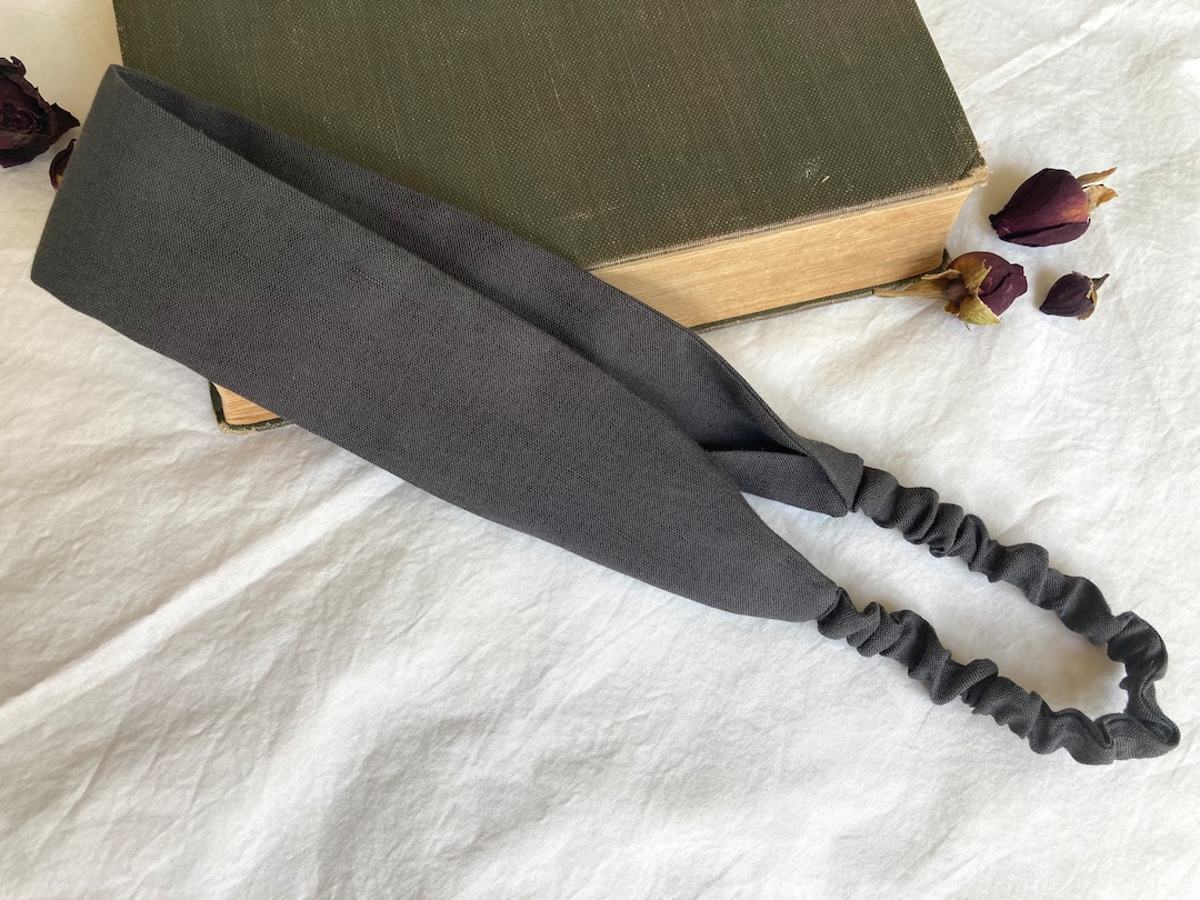 Gray Linen Narrow Headband, Classic Hair Accessory in Natural Fabric ...