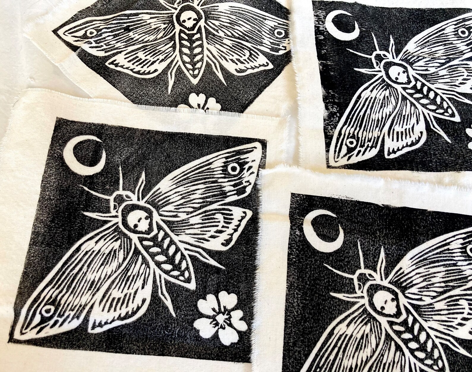Handprinted Moth Patch One 8x8 Inch Deaths Head Hawk Moth - Etsy