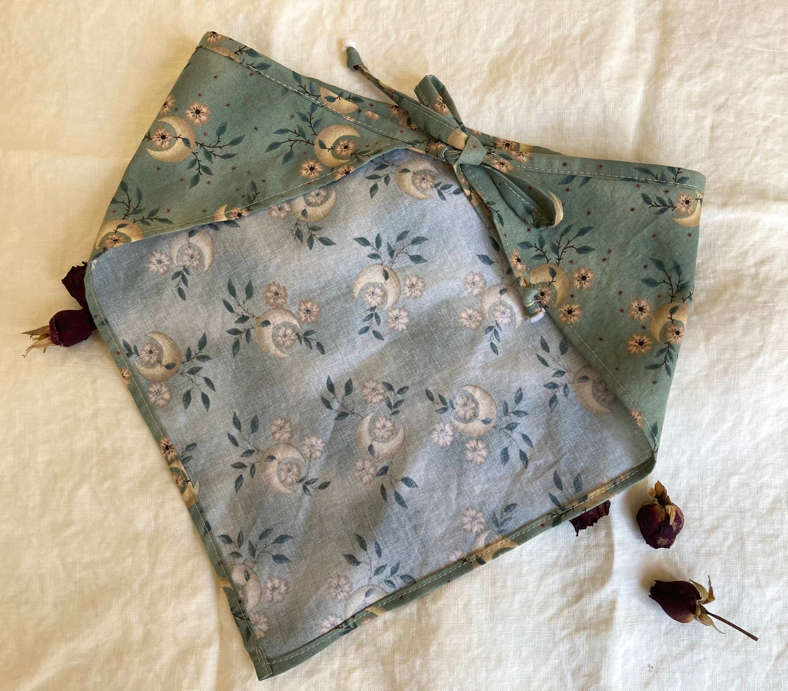 Sage Moon Triangle Hair Scarf in Green With Crescent Moons and - Etsy