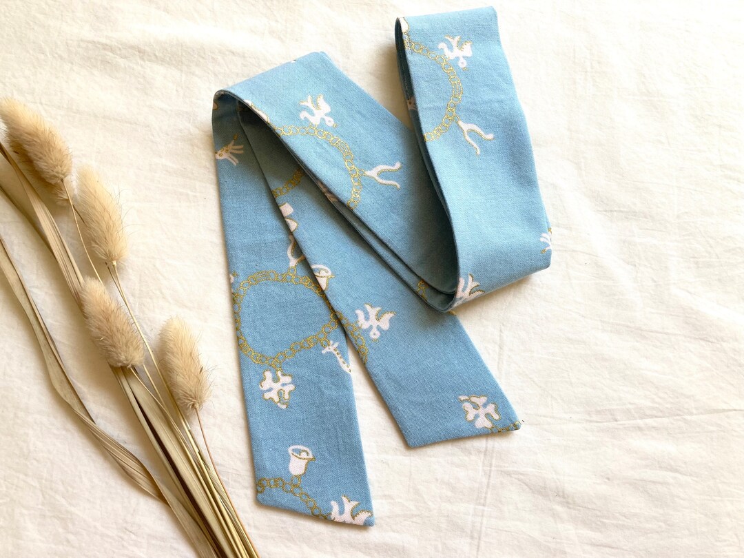 Good Luck Charm Hair Ribbon in Baby Blue With Metallic Gold - Etsy