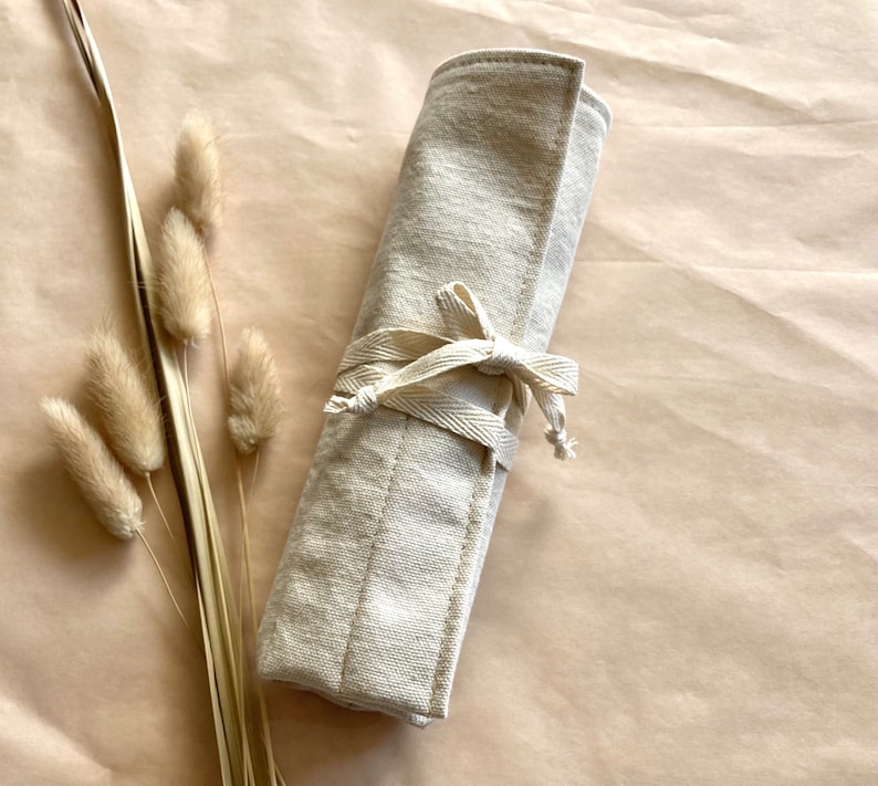 Natural Canvas Tool Roll for Pens and Pencils, Art and Craft Organizer ...