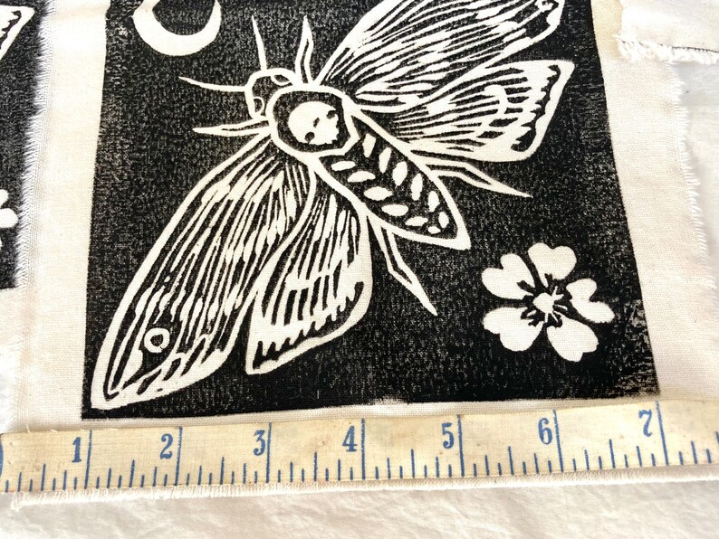 Handprinted Moth Patch One 8x8 Inch Deaths Head Hawk Moth - Etsy