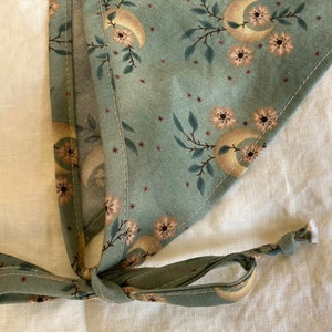 Sage Moon Triangle Hair Scarf in Green With Crescent Moons and - Etsy