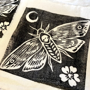 Handprinted Moth Patch, One 8x8 Inch Deaths Head Hawk Moth, Sew on ...