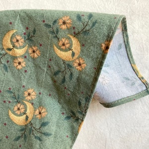 Sage Moon Triangle Hair Scarf in Green With Crescent Moons and Leaves ...