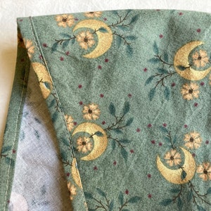 Sage Moon Triangle Hair Scarf in Green With Crescent Moons and Leaves ...
