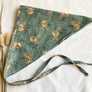 Sage Moon Triangle Hair Scarf in Green With Crescent Moons and Leaves ...
