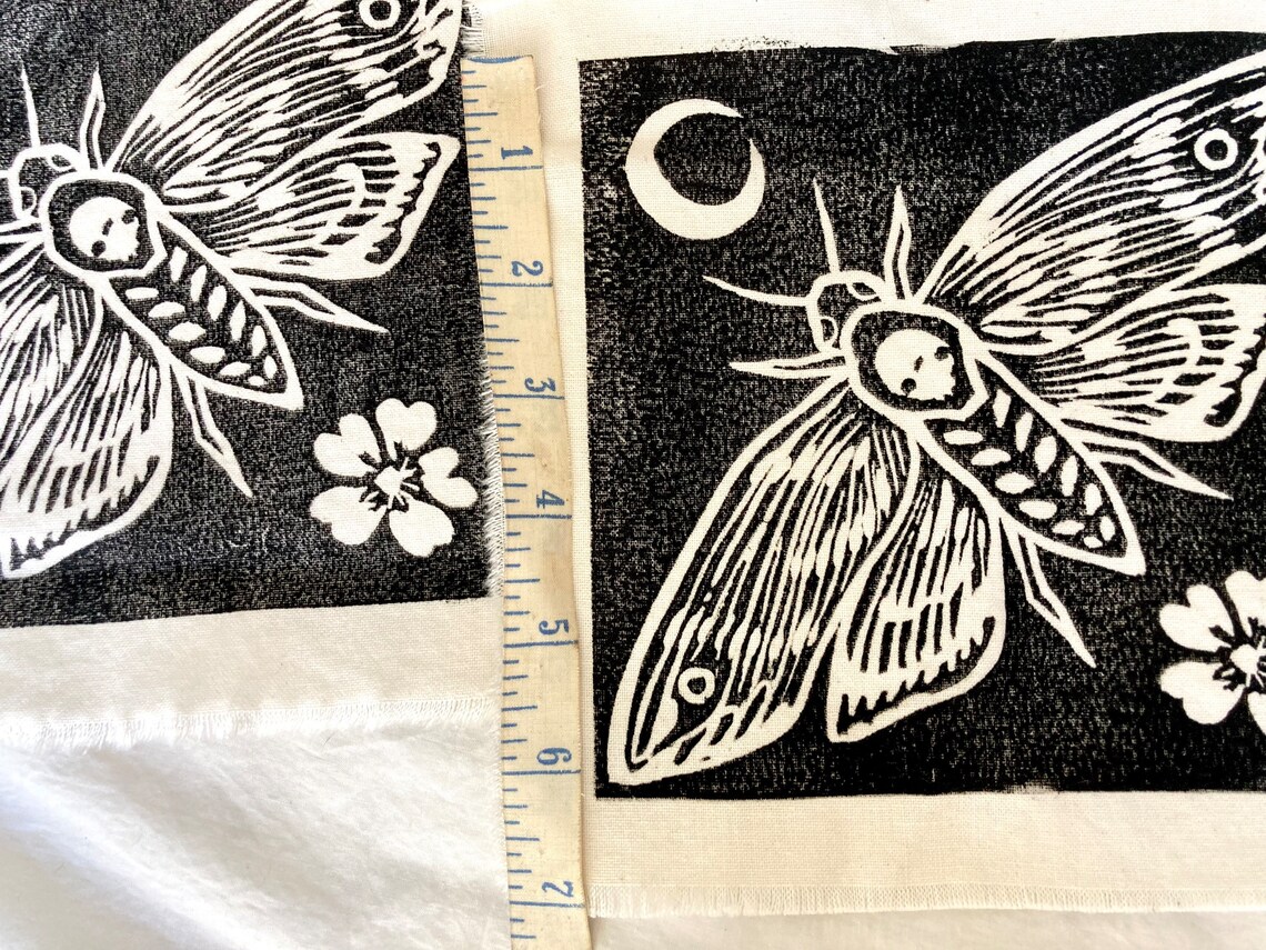 Handprinted Moth Patch One 8x8 Inch Deaths Head Hawk Moth - Etsy