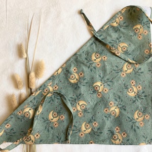 Sage Moon Triangle Hair Scarf in Green With Crescent Moons and Leaves ...
