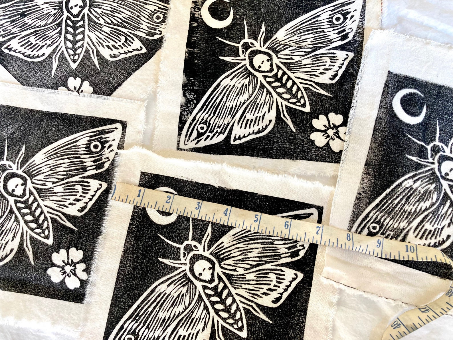 Handprinted Moth Patch One 8x8 Inch Deaths Head Hawk Moth - Etsy