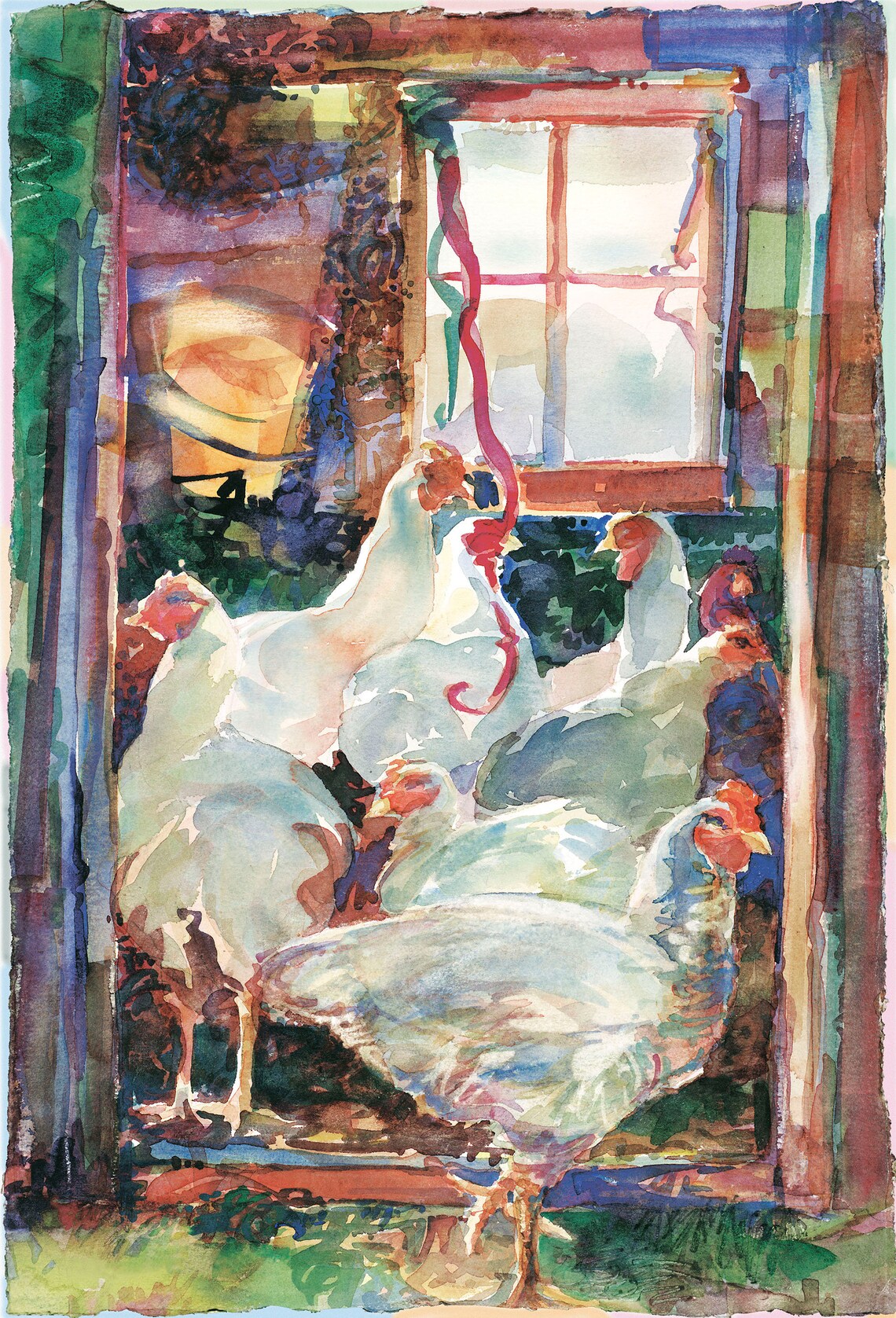 The Ladies Room Ellen Jean Diederich Chickens Hens Giclee Print - Etsy