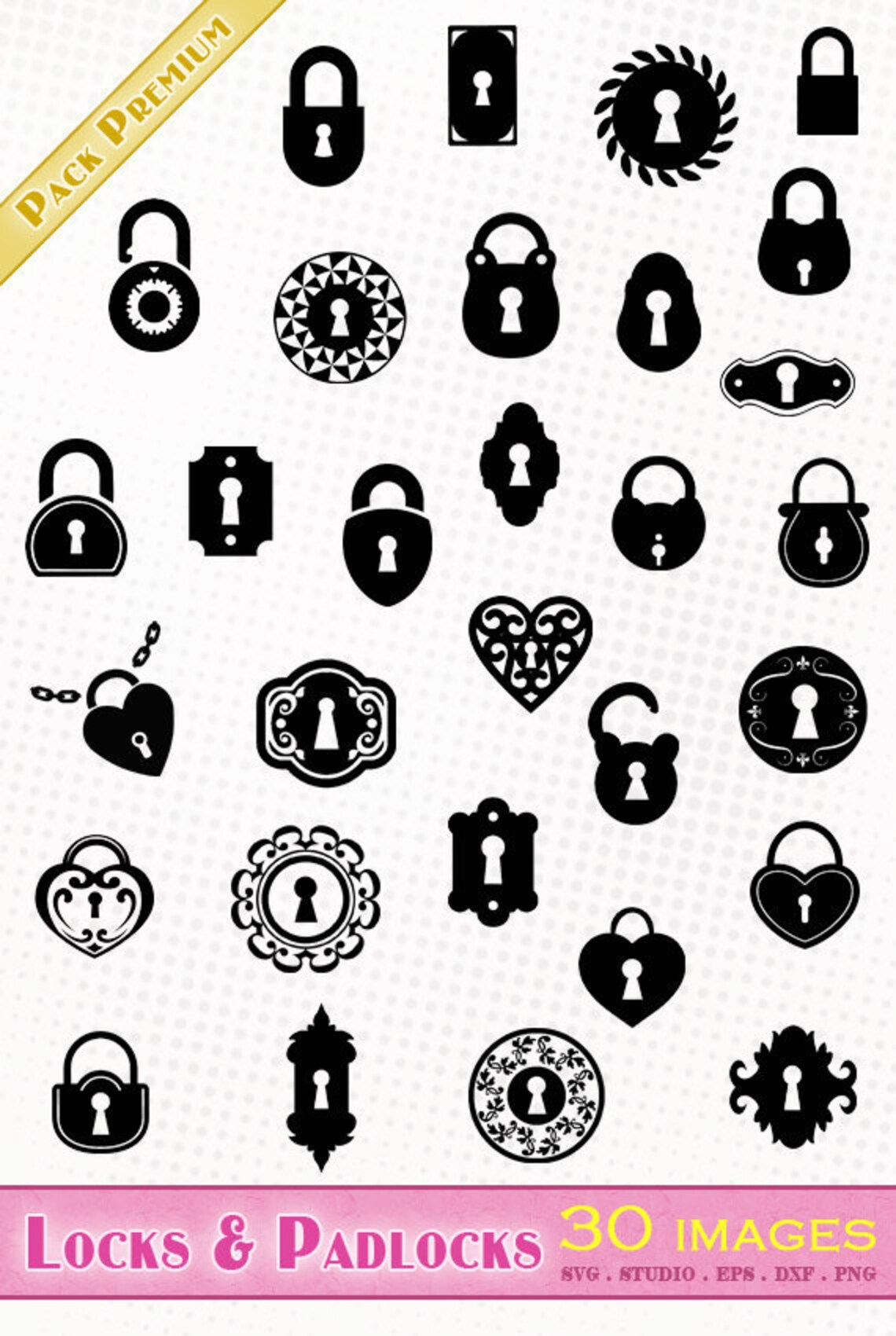 Locks & Padlocks 30 Svg/dxf/eps/silhouette Studio/png - Etsy