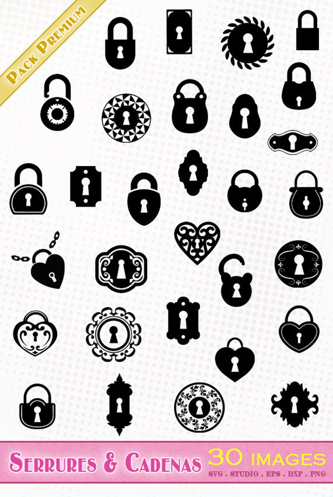 Locks & Padlocks 30 Svg/dxf/eps/silhouette Studio/png - Etsy