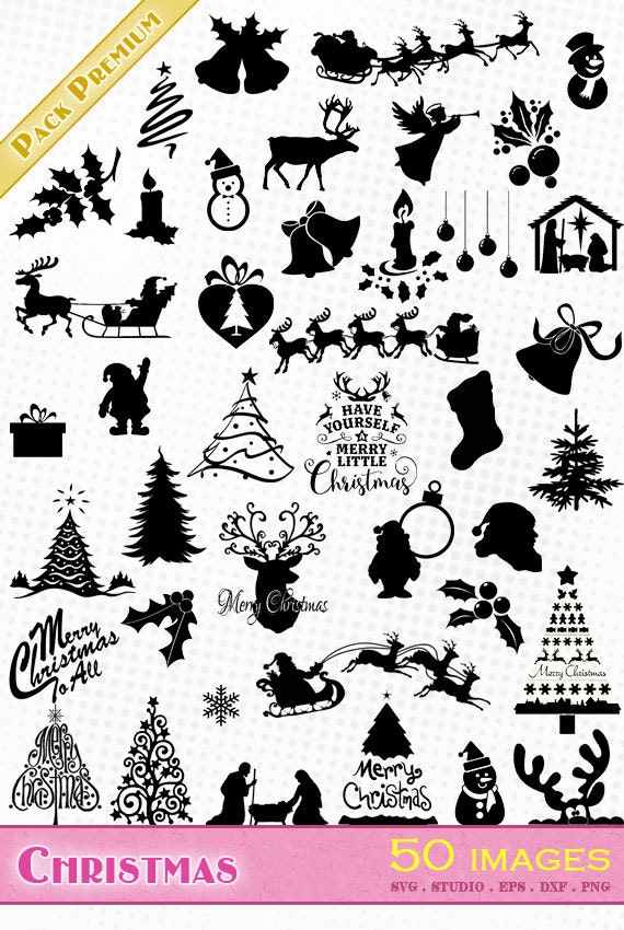 Christmas / Santa Claus 50 Png/svg/dxf/eps/studio Silhouettes, Cutting ...
