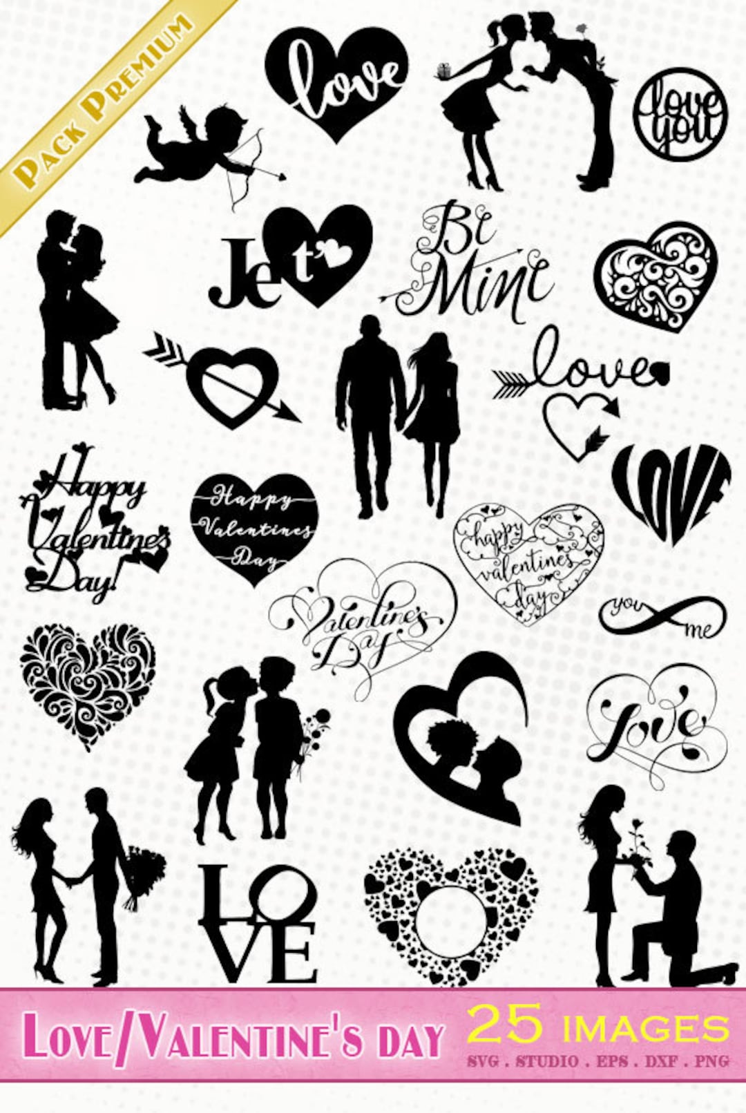 Love/valentine's Day - 25 Svg/dxf/eps/silhouette Studio/png ...