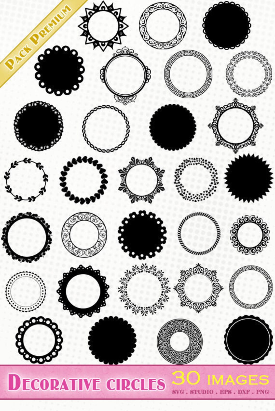 Decorative and Scalloped Circles - 30 Svg/dxf/eps/silhouette Studio/png ...