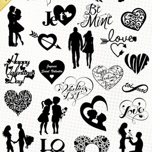 Love/valentine's Day 25 Svg/dxf/eps/silhouette Studio/png Silhouettes ...