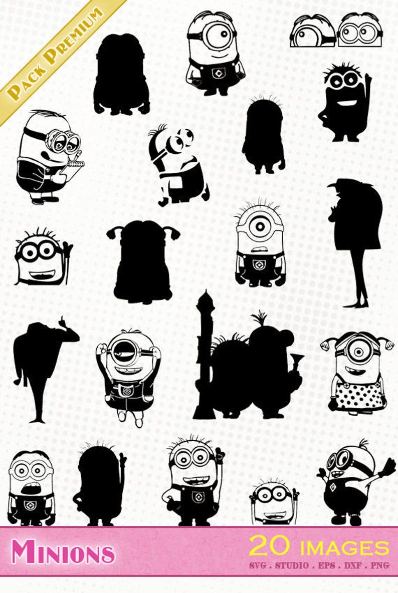 Minions 20 svg/dxf/eps/silhouette studio/png Silhouettes | Etsy