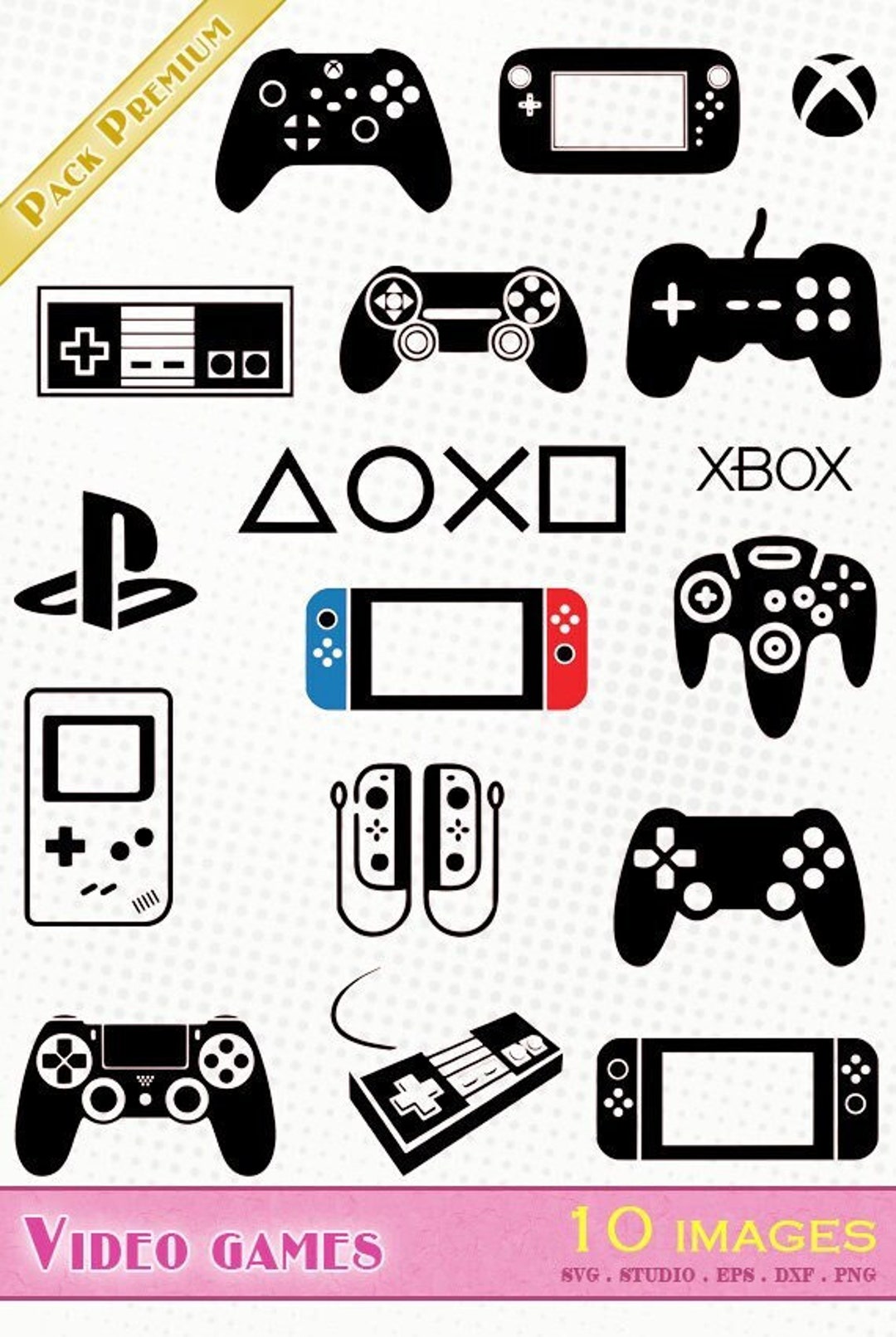 Video Games - 10 Files Svg / Eps / Dxf / Png / Silhouette Studio - Svg ...