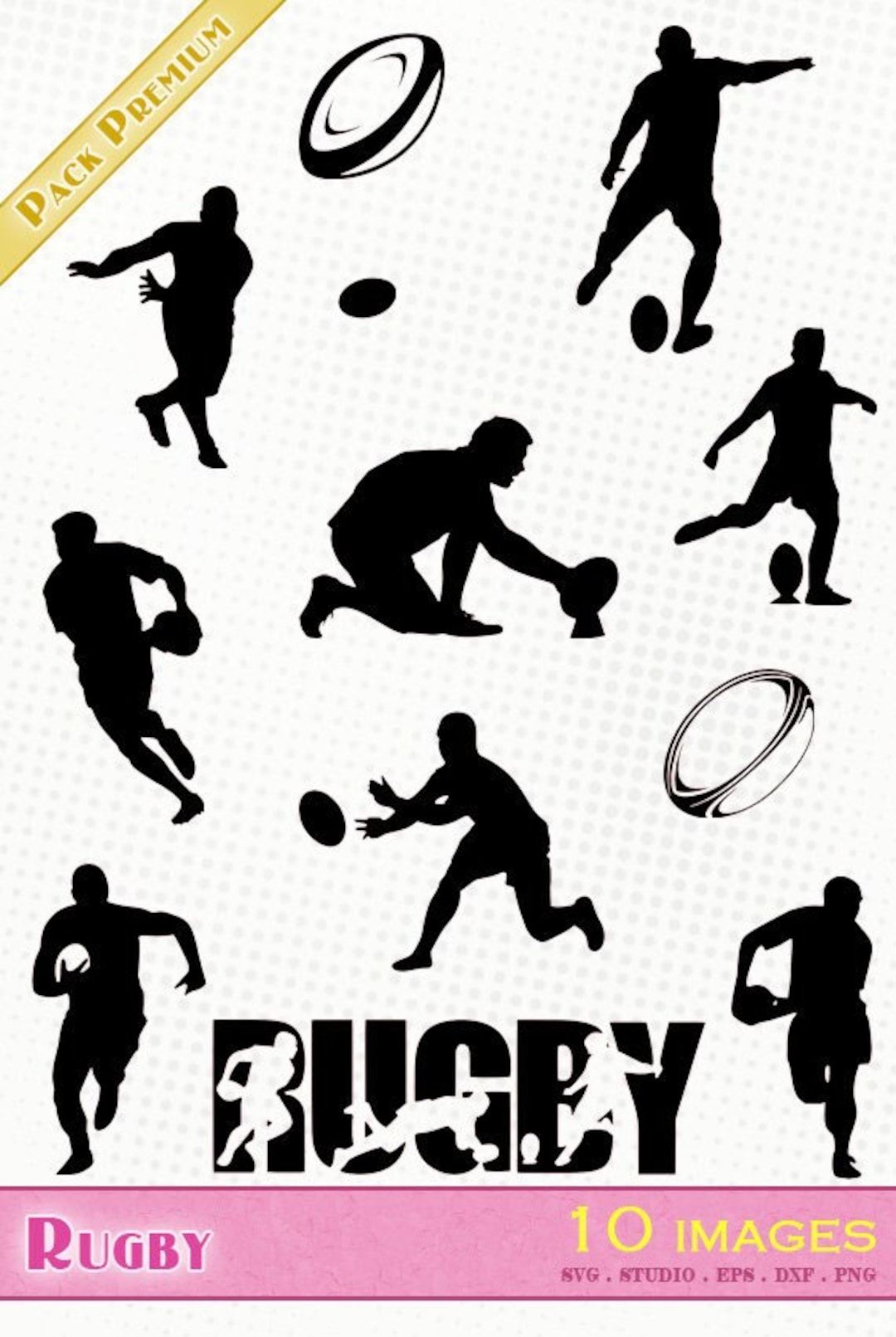 Rugby 10 Files Svg / Eps / Dxf / Png / Silhouette Studio Svg Vector ...
