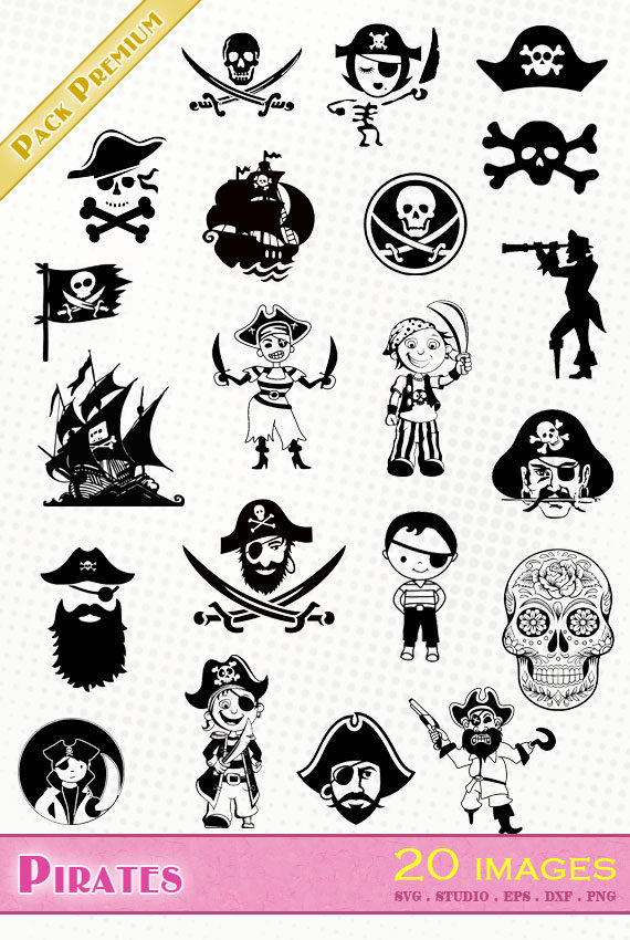 Pirates - 25 Svg/dxf/eps/silhouette Studio/png - Silhouettes, Die ...