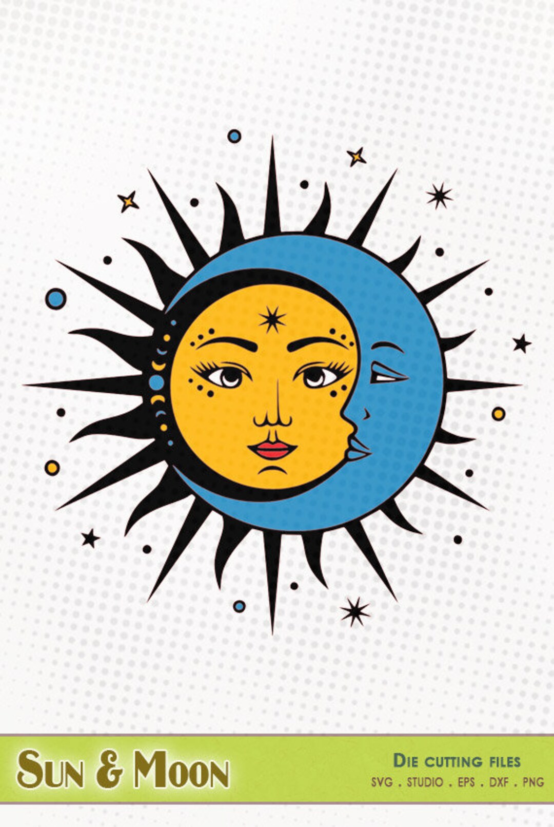 Sun and Moon Svg / Eps / Dxf / Png / Silhouette Studio File Vector ...