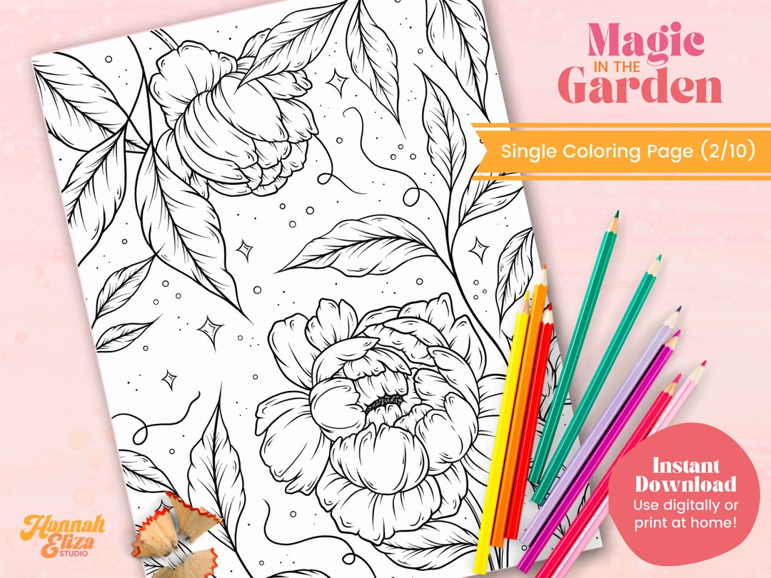 Floral Printable Coloring Page, Single Adult Coloring Page, Books for ...