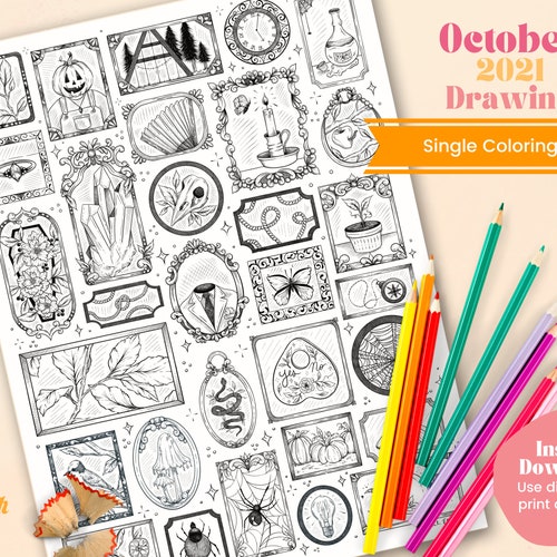 Halloween Coloring Page Single Adult Coloring Page Books for - Etsy