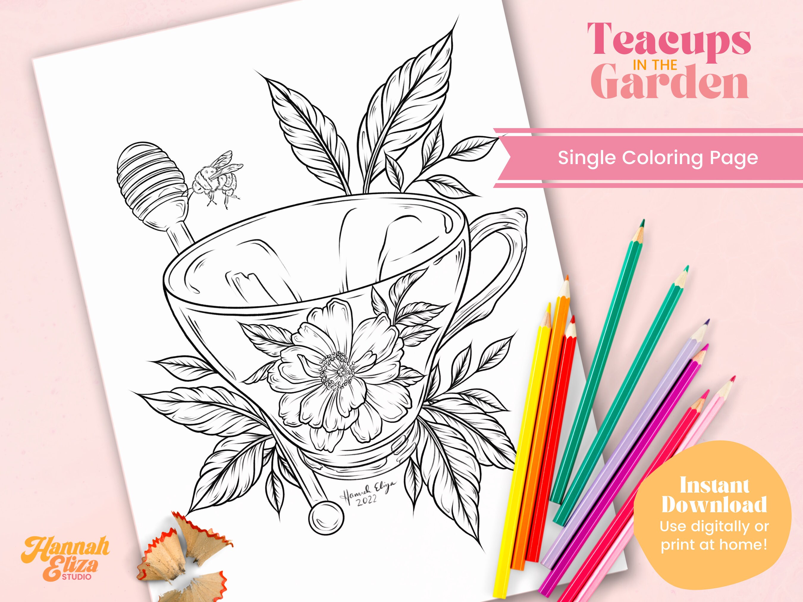 Teacup Coloring Page Individual Coloring Page Relaxing - Etsy Australia
