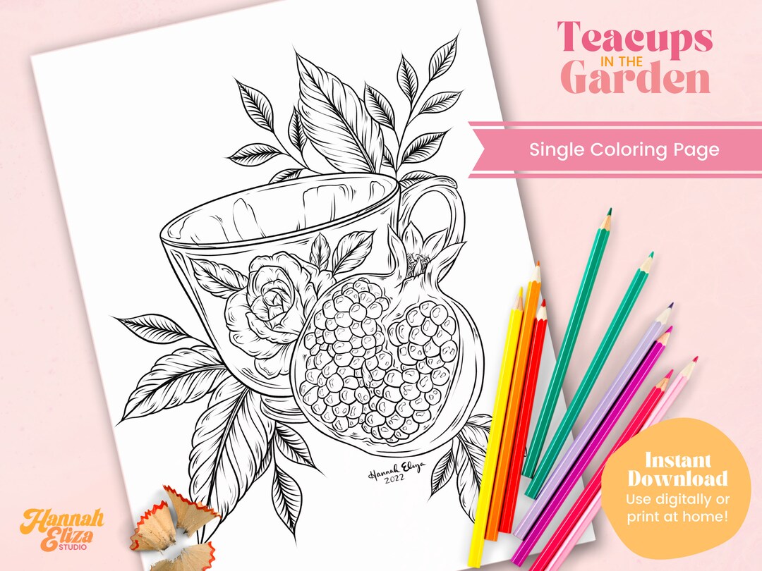 Teacup Coloring Page, Individual Coloring Page, Relaxing Activities ...