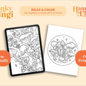 Mushroom Coloring Pages Set | 7 Botanical Adult Coloring Sheets ...