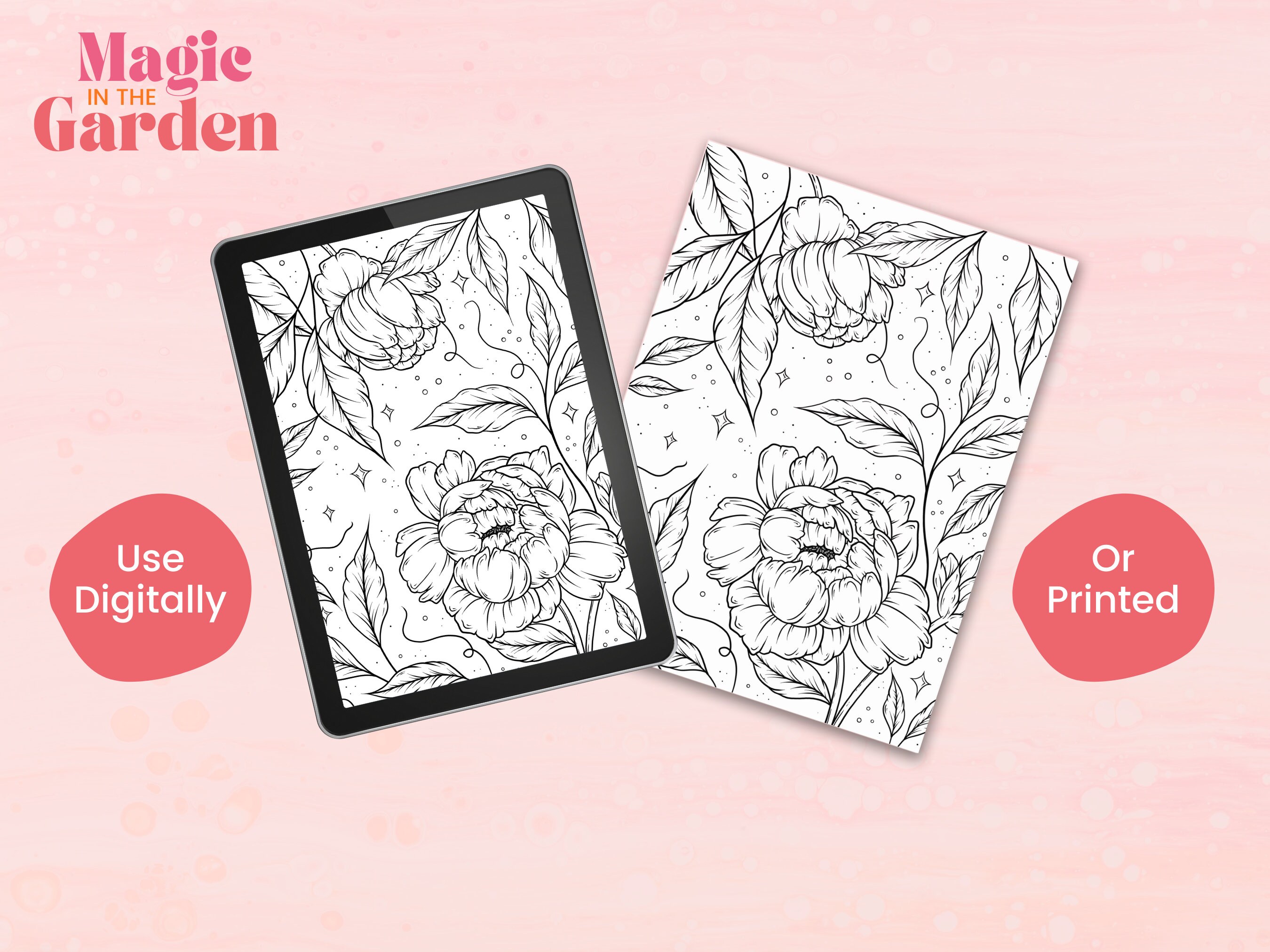 Floral Printable Coloring Page Single Adult Coloring Page - Etsy