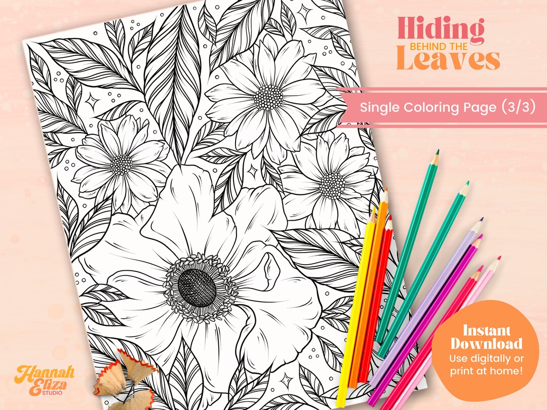 Hidden Leaves Coloring Page 3 Individual Coloring Page - Etsy