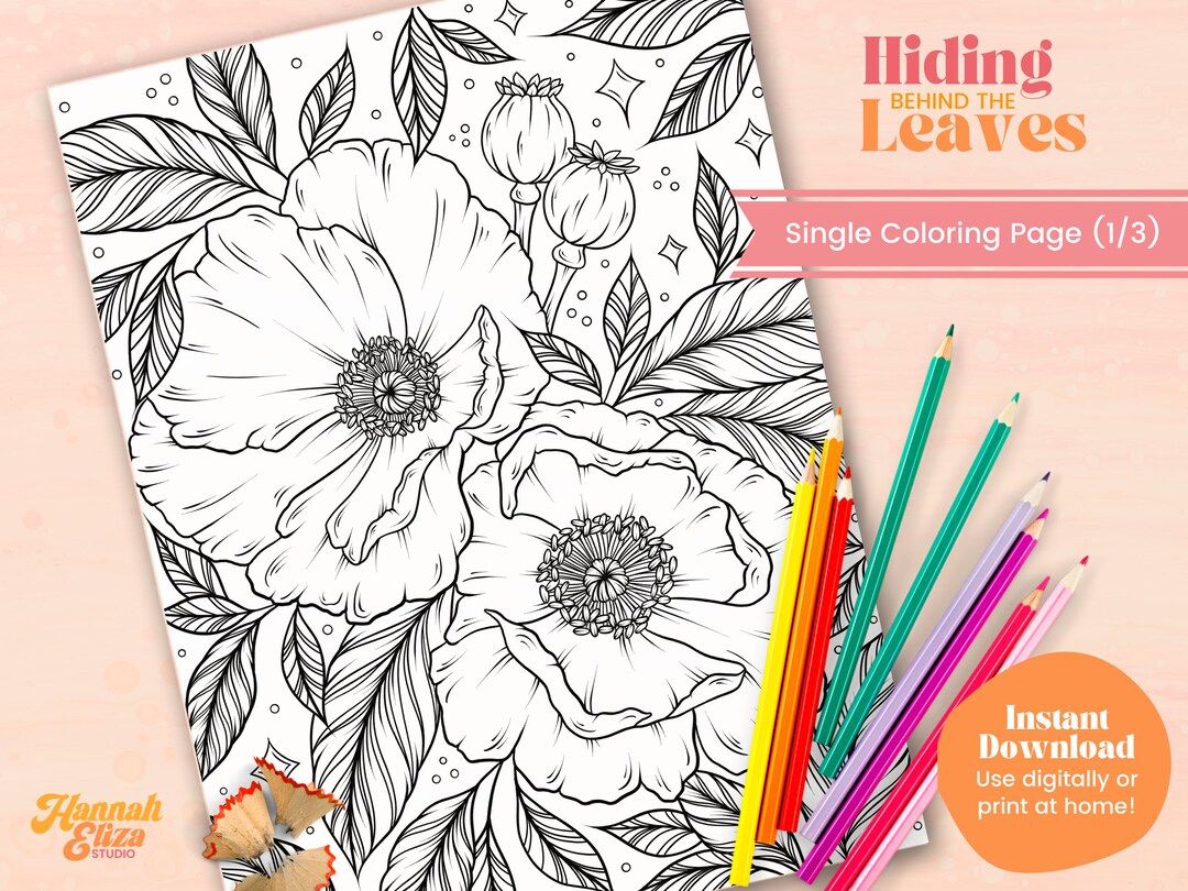 Hidden Leaves Coloring Page 1, Individual Coloring Page, Relaxing ...