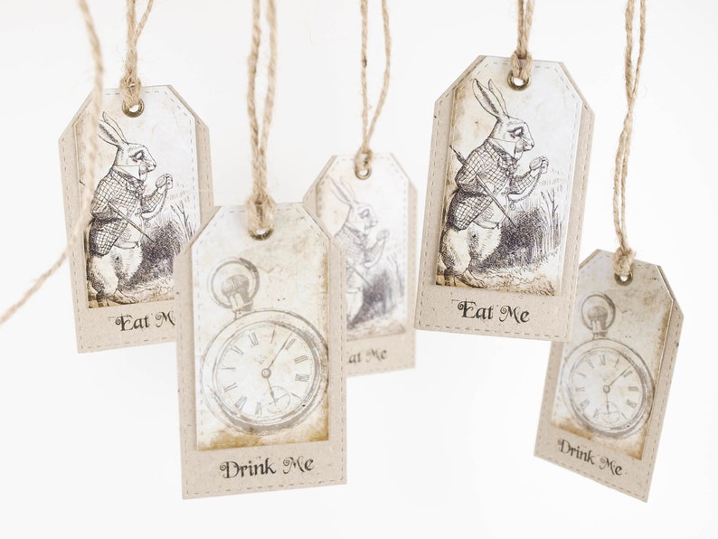 Eat Me Drink Me Tags Alice in Wonderland White Rabbit - Etsy UK