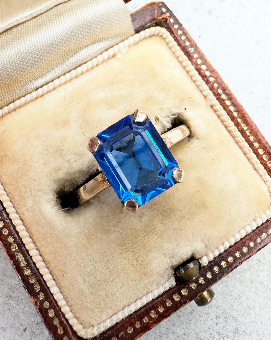 Vintage 9ct Gold Blue Stone Ring - Etsy